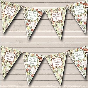 Birdcage Floral Personalized Wedding Anniversary Party Bunting Banner Garland