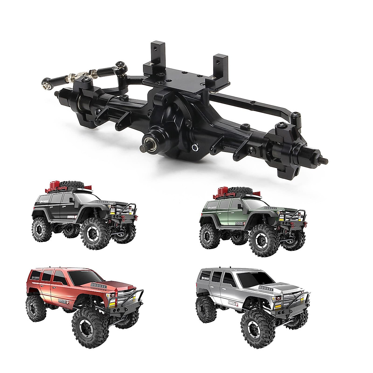 RCAWD RC Axles Assembly with Gears, Metal RC Front Axle Housing for 1/10 HSP Rock Crawler 94180 RGT 18000 Himoto REDCAT RC Crawler Axles Everest GEN7 PRO, Everest GEN7 Sport, Hop Up Parts Black