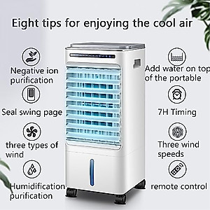 Portable air conditioner,3-IN-1 Air Cooler,cooling fan,120°Oscillation,Clean air,wide angle blower,move silently,ac unit for bedroom,humidifier,power saving,suitable for bedroom,office,RV