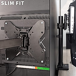 VIVO Ultra Wide Screen TV Desk Mount for up to 55 inch Screens, Full Motion Height Adjustable Single Television Stand with Articulating Arm, VESA 75x75mm to 400x400mm, Black, STAND-V155M