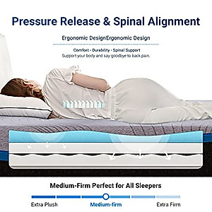 Avenco King Mattress, 10 Inch King Size Mattress in a Box with Gel Memory Foam & Breathable Cover for Cool Sleep, Pressure Relieving, King Bed Mattress Medium Firm Supportive, CertiPUR-US Certified