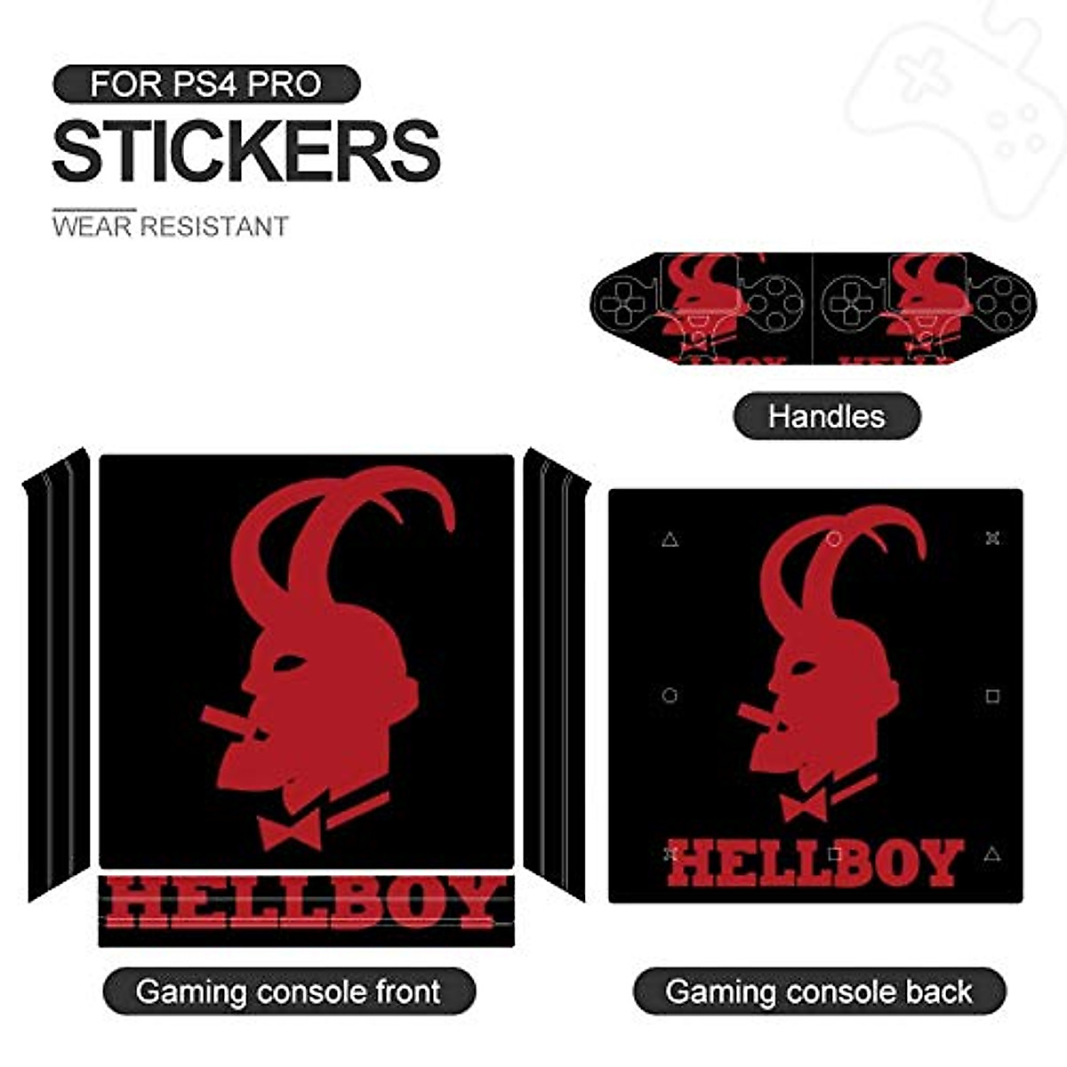 Hellboy Play Boy Bunny Red Compatible with PS4 Pro controller and console skin sticker protective cover wireless/wired gamepad controller