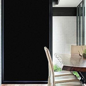 Danodoi 17.7'' x 157'' Black Window Privacy Film Frosted Glass Window Film Opaque Window Stickers Self Static Cling Decorative Window Cling Bathroom Door Covering Heat Blocker Decorative Sticker