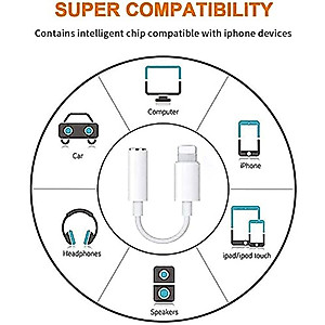 iPhone 3.5mm Headphones Adapter [Apple MFi Certified] 2Pack Lightning to 3.5mm Headphones/Earbuds Jack Adapter Aux Cable Earphones/Headphone Converter for iPhone 14 13 12 11 XS XR X 8 7 iPad iPod