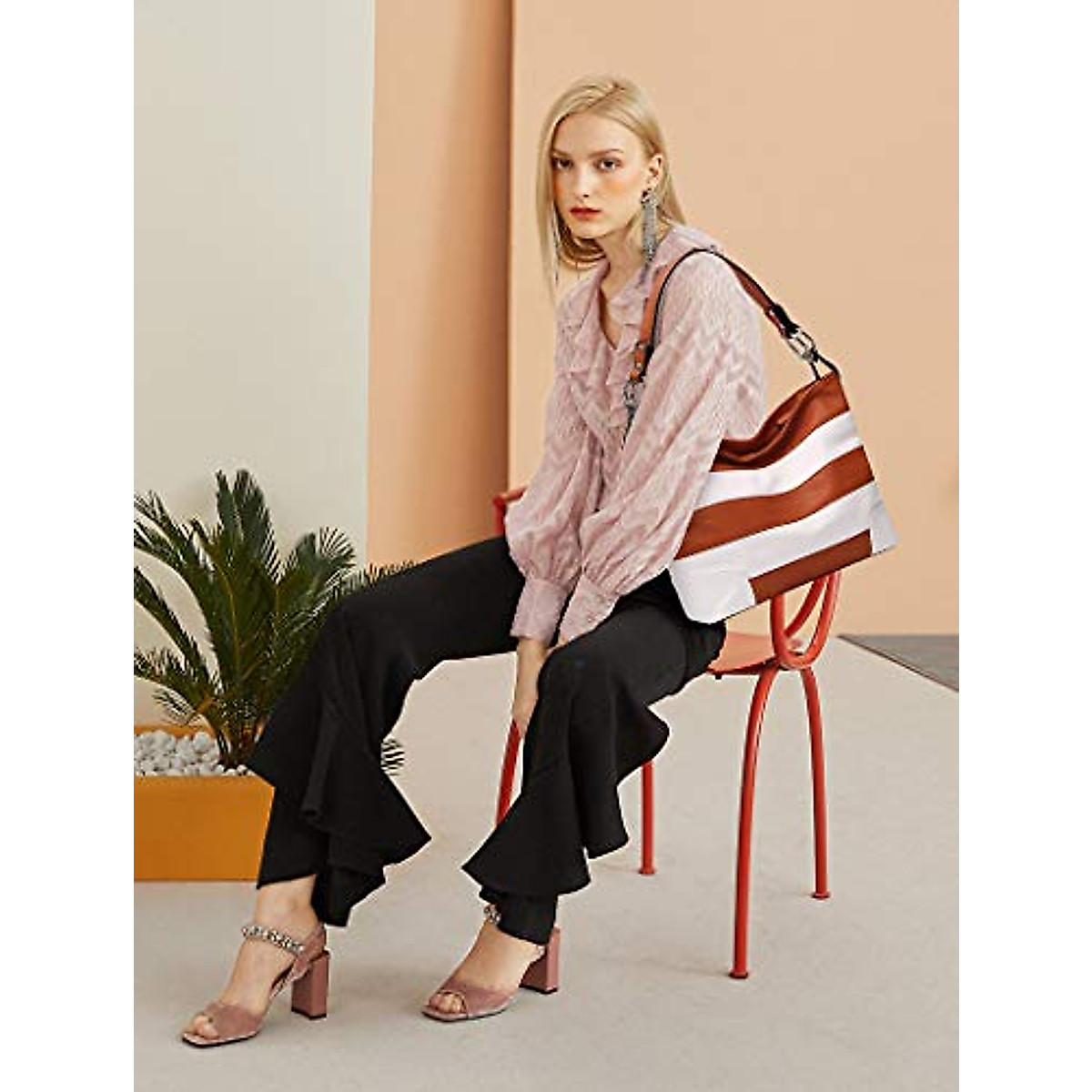 MKF Hobo Bag for Women - PU Leather Handbag - Womens Shoulder Bag Top Handle Fashion Pocketbook Purse Mustard