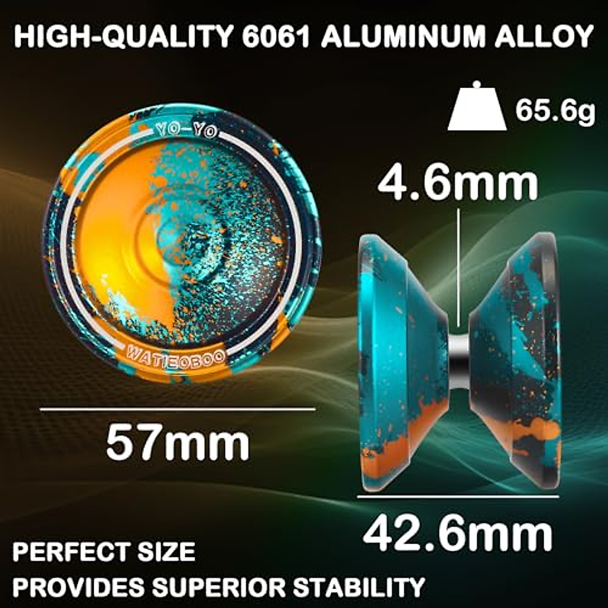 WATIEOBOO M18 Responsive & Professional Unresponsive Yoyo - Kids 8-12 & Adults Pro Metal Trick Yoyo with Yo Yo Bearing Kit, 10 Strings, Case & Gloves (Green, Yellow, Black)