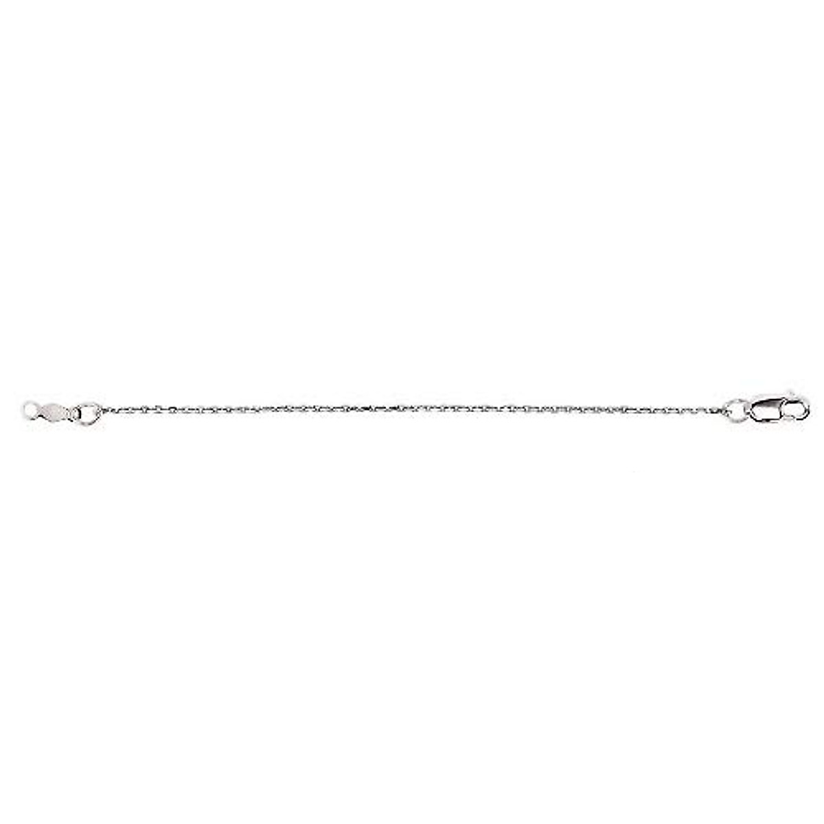 14k White Gold 1.00mm Diamond-Cut Solid Cable Chain Necklace Extender Safety Chain 6 Inches