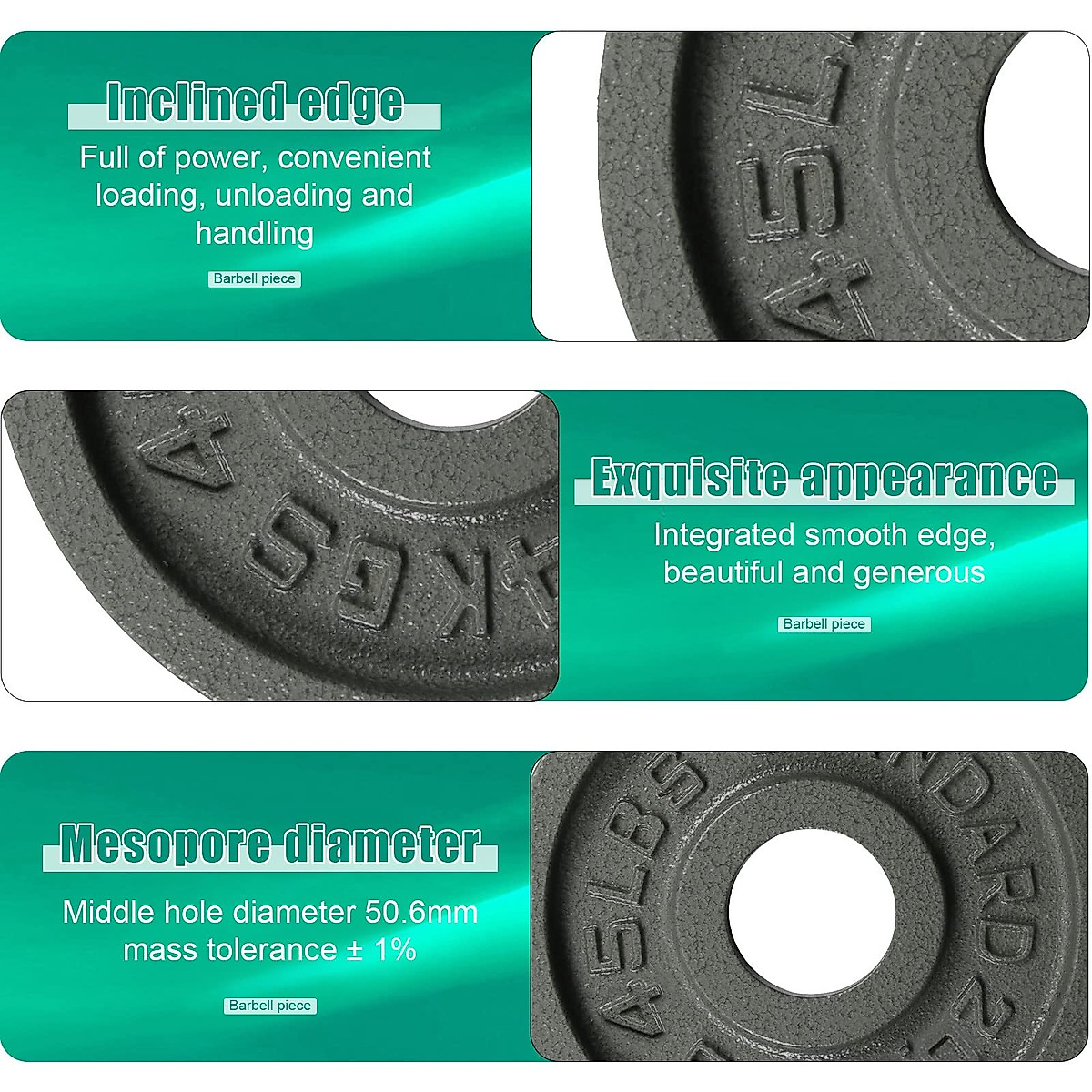 Multiple Olympic Weight Plates, Barbell Weights Bumper Plates 2 Inch Grip Single Pair & Set Rubber Cast Iron Weight Plates for Weightlifting Home Gym (Cast Iron D 2pc 5LB)