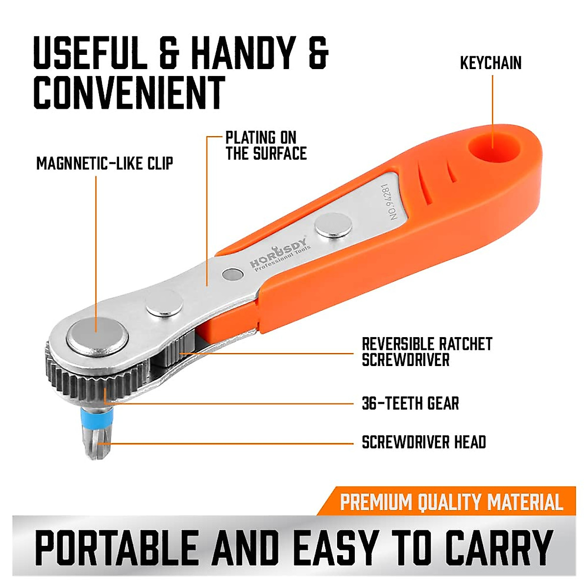HORUSDY 23-Piece 1/4 Mini Ratchet Offset Screwdriver Bit Set, S2 Steel Right Angle Screwdriver with 90 Degree Mini Offset Reversible Drive Handle& Multi Hex/Phillips/Slotted/Torx Star Bit