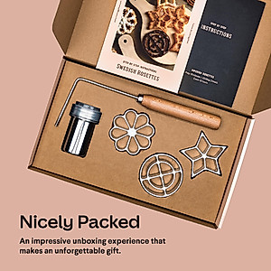Swedish Rosettes Cooking Set - Funnel Cake Maker with Traditional Waffle Iron - Unique Gifts for Cooks Baking Set - Mini Waffle Maker Baking Kit - Cooking Gifts, Chef Gifts, Food Gift, Hostess Gift