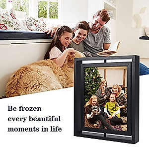 EXYGLO 2 Pack 8x10 Rustic Rotating Floating Picture Frames, Photo Frames for Vertical or Horizontal Tabletop Display, Black