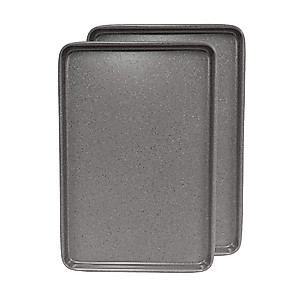 casaWare 2pc Ultimate Commercial Weight 15 x 10 x 1-Inch Cookie Sheet Set (Silver Granite)