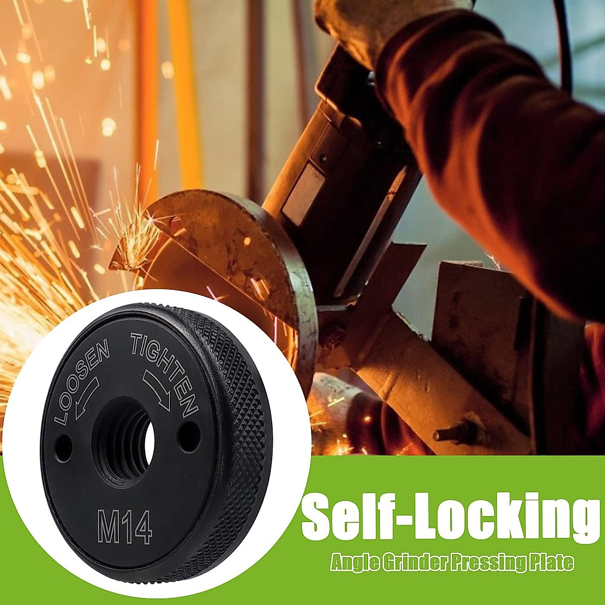 Bestgle M14 Thread Quick Change Flange Grinder Lock Nut Angle Grinder Self-Locking Pressing Plate Quick Release Nut Clamping Equipment Power Tool Accessory, Black