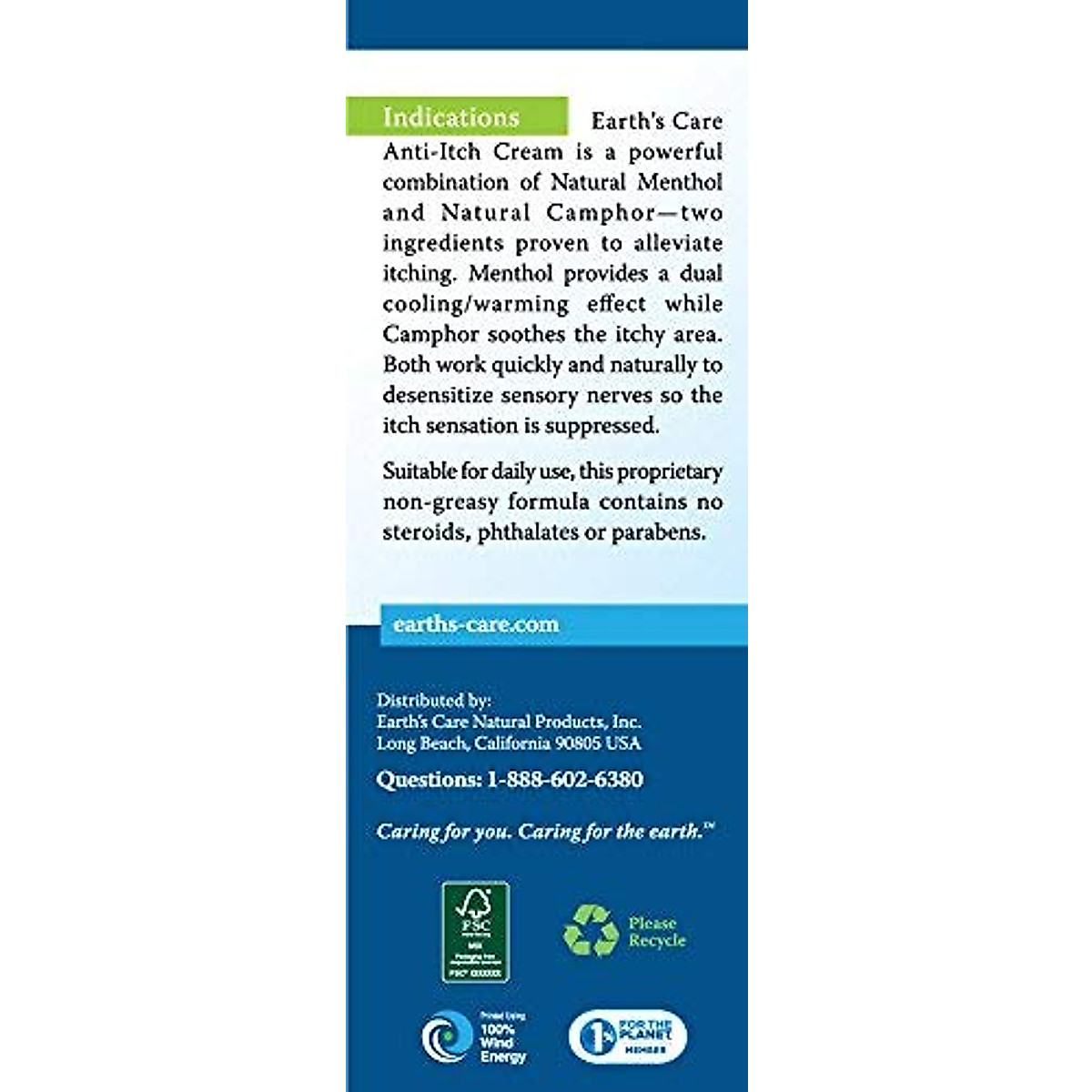 Earth's Care Anti Itch Cream - Extra Strength - Soothes Sunburns, Rashes and Minor Skin Irritation 2.4 OZ (3 Tubes)