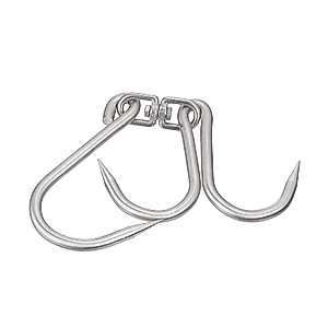 uxcell 12.8'' Double Meat Hooks, 0.39'' Thickness Stainless Steel Swivel Meat Hook for Hanging Drying Smoking Meat Products