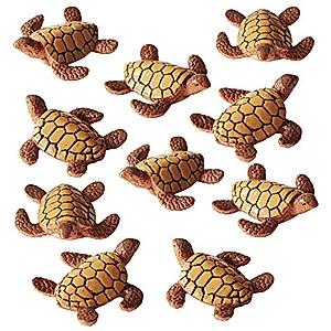 10 Pack Sea Turtle Miniature Turtle Statue Resin Figurines Fairy Garden Accessories Cake Toppers Decorations DIY for Succulent Planter Moss Landscape Terrarium Home Outdoor Décor (10, Sea Turtle)