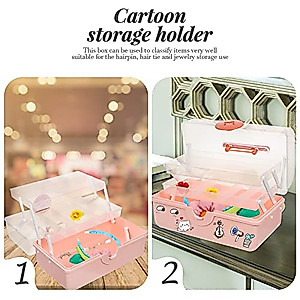 LUOZZY Plastic Storage Box Children Hair Accessories Organizer Container Box Multi-Tier Hairpin Hair Tie Storage Container Pink