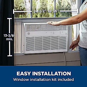 GE Window Air Conditioner 8000 BTU, Wi-Fi Enabled, Energy-Efficient Cooling for Medium Rooms, 8K BTU Window AC Unit with Easy Install Kit, Control Using Remote or Smartphone App