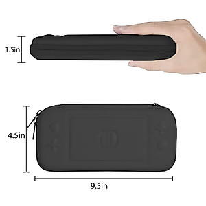 CoBak Carrying Case for Nintendo Switch Lite - with 1 Screen Protector, 1 Grip Case and 4 Thumb Grip Caps, Ultra Slim Premium EVA Travel Pouch Protective Cover, 8 Game Cartridges, Black