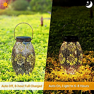 Solar Lanterns Outdoor Waterproof Large - OxyLED 2 Pack Hanging Lantern Solar Powered with Handle Decorative Retro Metal LED Solar Garden Lights for Table Patio Yard Fence Porch Christmas Decor