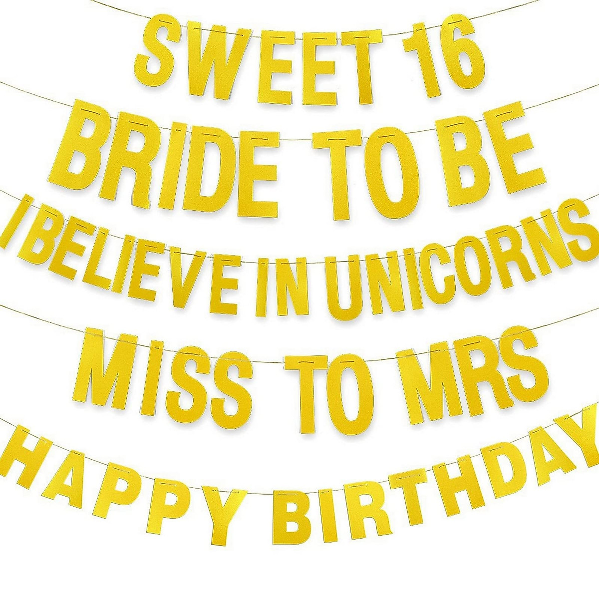 BLUE PANDA 126 Pieces Make Your Own Banner Kit - DIY Banner with Gold Glitter Letters A-Z, Numbers 0-9, Hearts, Stars, and 3 Strings