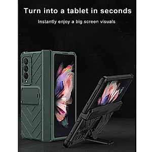 EAXER for Samsung Galaxy Z Fold 3 5G Case, Magnetic Hinge Protection Adjustment Kickstand Stand Shockproof Phone Case Cover (Silver)