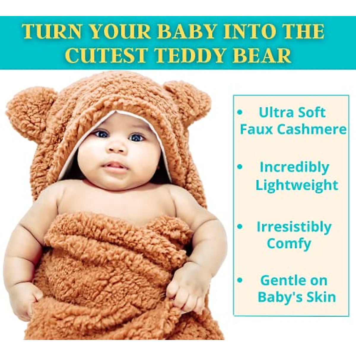 Kermode Teddy Bear Baby Swaddle Blanket - Plush Baby Swaddler for Newborns - Cute Infant Swaddle Wrap & Receiving Blanket - Perfect Gender Neutral Baby Shower & Registry Gift for Boy & Girl