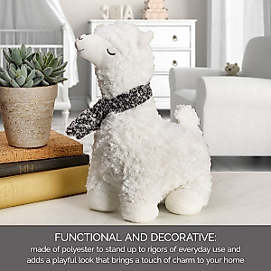 Elements 5.91x11.22x10.43 Inch White Llama Weighted Fabric Door Stopper