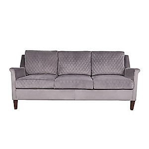 SLNFXC 178x65x49CM Velvet Upholstered Sofa Couch Pine Plywood Furniture Light Grey/Garden (Color : Gray, Size : Three Seat)