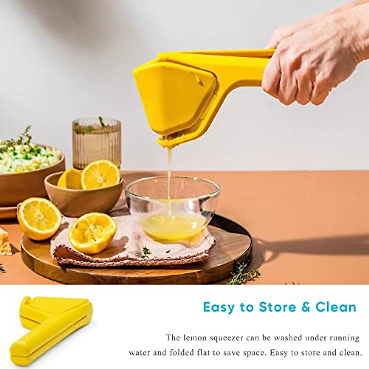 Lemon Squeezer, Lemon Juicer Hand Lime Squeezer, Nicehelper Large Manual Citrus Press That Folds Flat for Space, Ergonomic Design with Sideways Pivot, Easy to Use, for Lemon, Lime, Cirtus, Fruit