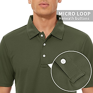 CRYSULLY Men's Combat Loose Fit Polo Shirt Summer Outdoor Fishing Collared Shirt Army Green
