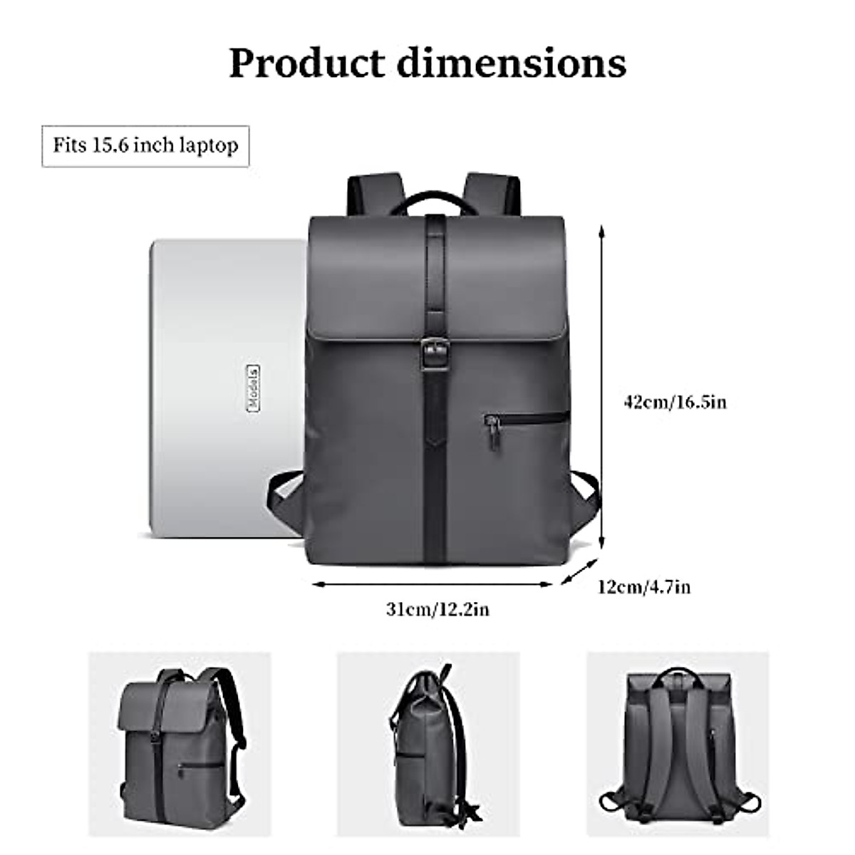 GOLF SUPAGS Laptop Backpack for Men, Business Travel Anti Theft Slim Durable Laptop Daypack, Water Resistant Daypack Fits 15.6 Inch Laptop and Notebook(Dark Grey)