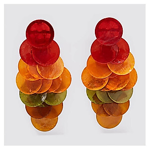 ZMANYIJEW Rainbow Acrylic Tassel Earrings for Women Colorful Leaf Flower Earring Bead Rainbow Earring for Women(B)