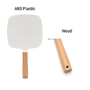 YEAKE Hand Held Mirror with Handle for Makeup,Small Cute Wood Hand Mirror for Shaving with Hole Hanging Single-Sided Portable Travel Vanity Mirror for Men&Women(Square)