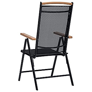 PSFANMZX Folding Patio Chairs 2 pcs,Outdoor Lounge Furniture,Balcony Chair,Lawn Chairs, Deck Chairs,for Deck Garden Lawn Balcony Backyard Poolside, Aluminum and Textilene Black