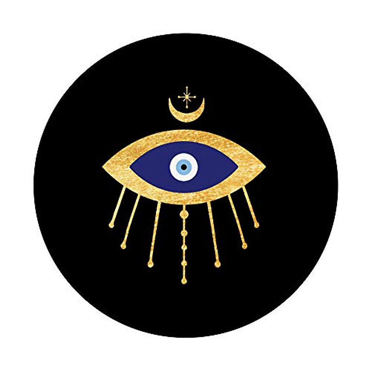 All Knowing Seeing Blue Evil Eye with Eyelashes on Black PopSockets PopGrip: Swappable Grip for Phones & Tablets