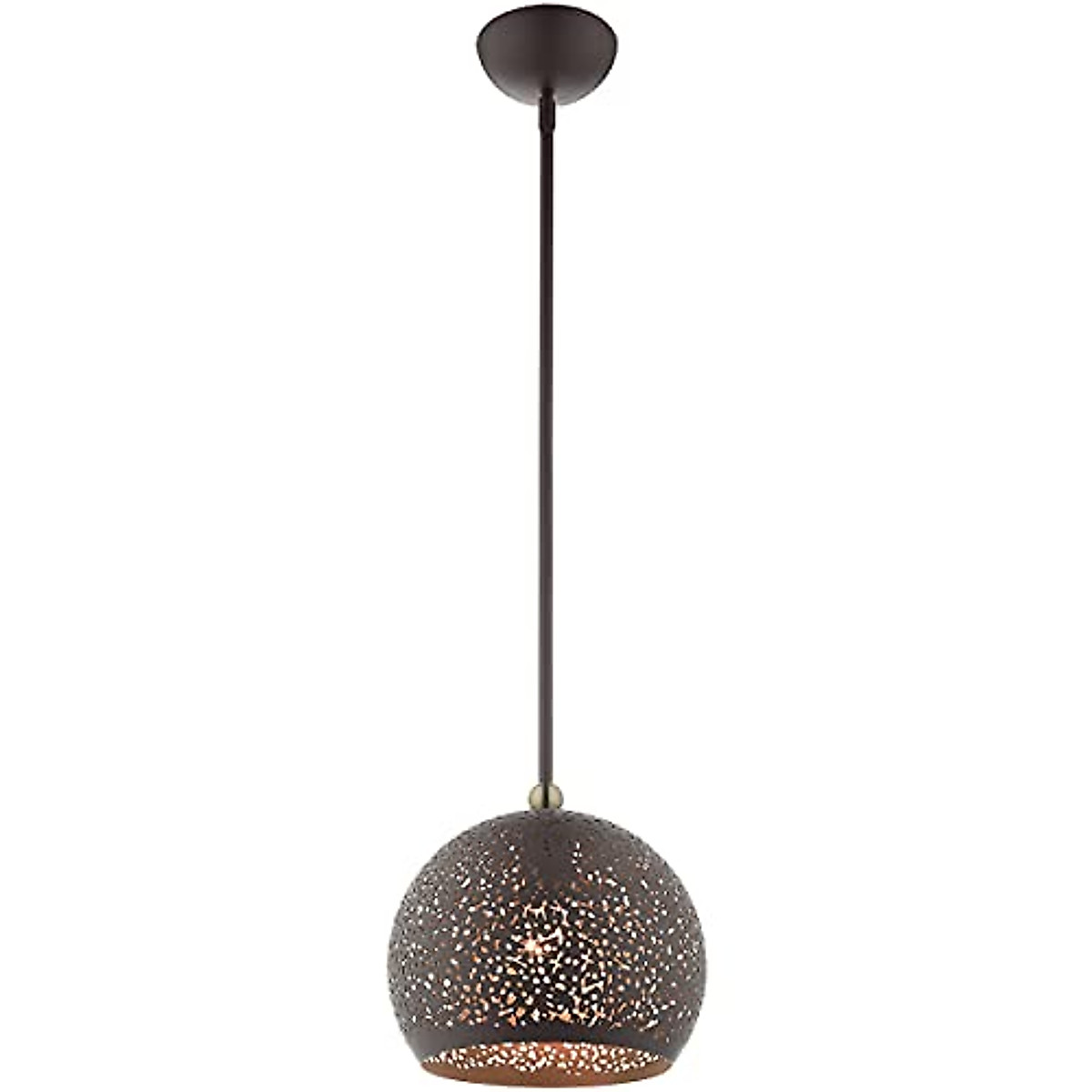 Livex Lighting 49181-07 1 Light Bronze Pendant Black W/ Antique Brass Accents