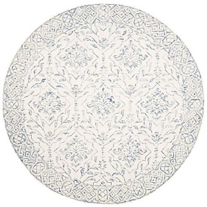 SAFAVIEH Dip Dye Collection Area Rug - 7' Round, Light Blue & Ivory, Handmade Wool, Ideal for High Traffic Areas in Living Room, Bedroom (DDY901L)