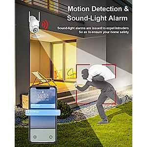 ANRAN Security Camera Outdoor with Spotlight and Siren, 2K 2.4g WiFi PTZ Wired Camera Outdoor with 360° View, Color Night Vision, IP66 Waterproof, Two-Way Audio, SD and Cloud Storage, P2 White