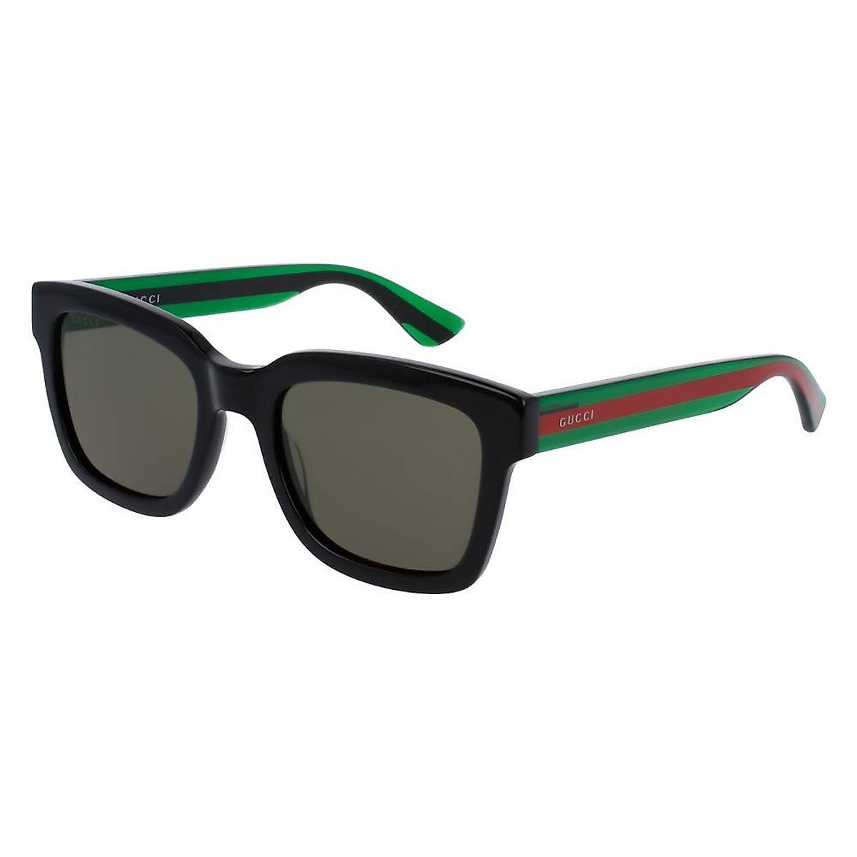Gucci GG0001S 002 52M Black/Green/Green Rectangular Sunglasses For Men+ BUNDLE With Designer iWear Eyewear Kit