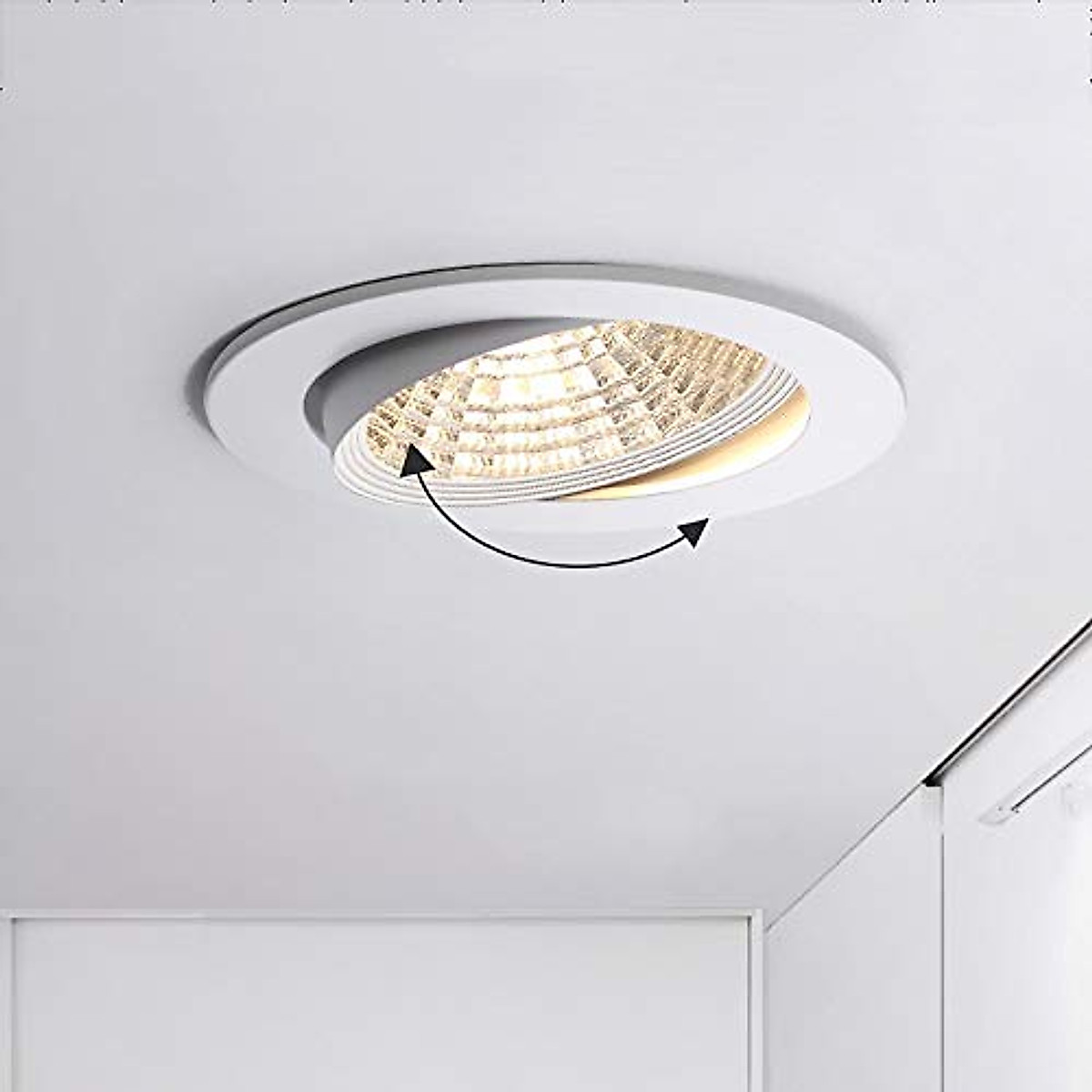 PEHUB LED Round Spotlight Downlight Aluminum Recessed Ceiling Spot Lamp Ultra Bright Integrated Grille Cabinet Commercial Clothing Smallpox Embedded Illumination High Brightness (Color : 6000K White