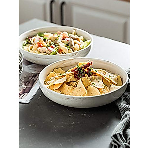 YHOSSEUN Ceramic Salad Bowl,10-inch Porcelain Serving Bowls for Pasta Fruit Snacks, 1.9 Quarts Large Stackable Dinner Serving Bowl Set of 2, Brown