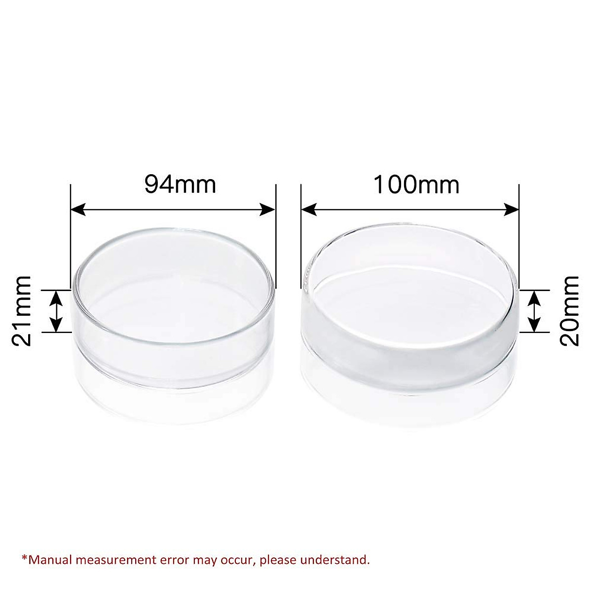 ULAB Glass Petri Dishes, Tissue Culture Plate, Dia.100x20mm, 3.3 Borosilicate Glass Material, Pack of 5, UMS1003