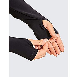 CRZ YOGA Long Sleeve Crop Tops for Women Workout Cropped Top Yoga Slim Fit Athletic Gym Shirts with Thumb Hole Black Medium