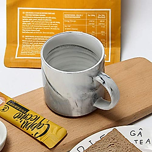 Smilatte 12 oz Stackable Coffee Mugs, M101 Novelty Marble Ceramic Cup for Boy Girl lover, Set of 4, Gray