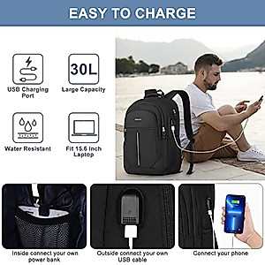 MOMUVO Backpack for Men, Lightweight School Backpack for Teen Boys Students, Large Bookbags 15.6 inch Laptop Bag with USB Charging port for College Business Travel, Black