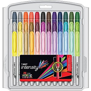 BIC GXPMP361ASST Marking Fine Tip Permanent Marker, Assorted Colors, 36/Set