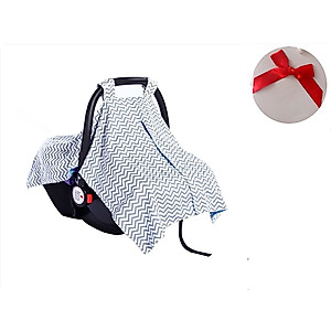 2 in 1 Carseat Canopy Cover and Nursing Cover Up - Universal Fit Infant Baby Car Seat Canopy Stroller Cover | Best for Breastfeeding Moms | Perfect for Both Girls and Boys - Chevron