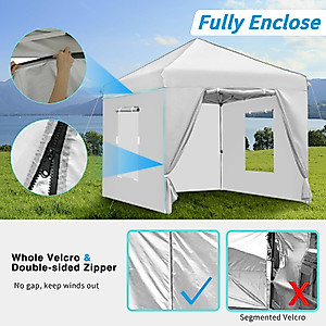 CAJECUS 10'x10' Pop Up Canopy Tent with 4 Sidewalls, Ez Pop Up Outdoor Canopy,Waterproof Commercial Tent with 3 Adjustable Height, Carry Bag,4 Sand Bags,4 Ropes and 8 Stakes(10FTx10FT,White)