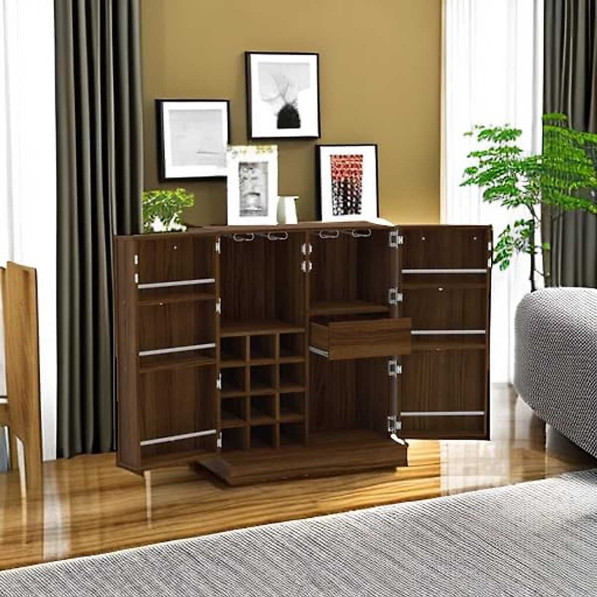 Boahaus Expandable Bar Cabinet with Wine Storage